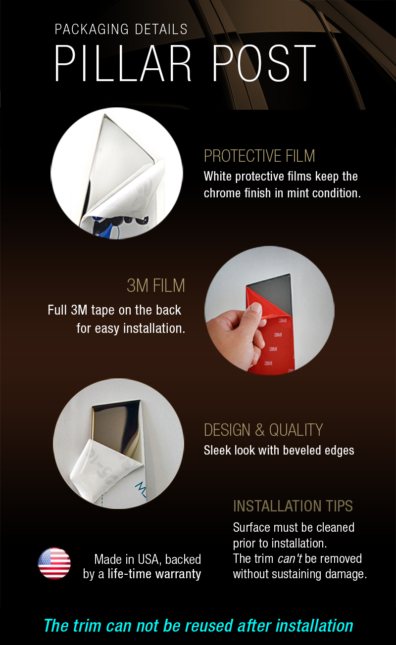 TYGER For 15-20 Chevy/GMC Suburban/Yukon XL 4PC Stainless Steel Pillar ...