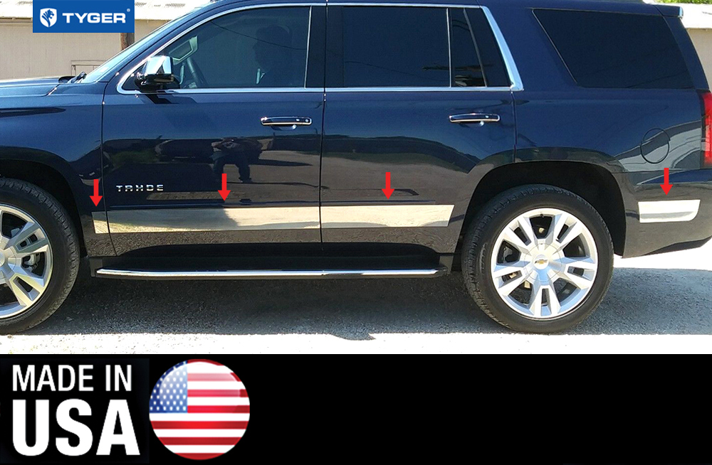 TYGER For Chevy Rocker Panel Trim 15-2020 Tahoe/Yukon 4 1/2'' Wide 8PC ...