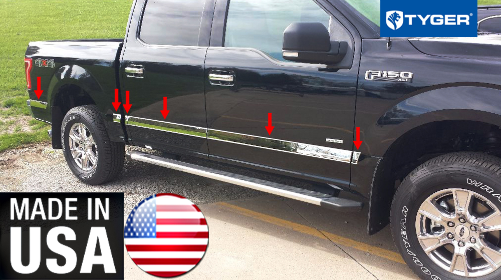 TYGER Body Side Molding Trim For 15-2018 F150 CrewCab 5.5' Bed 2 5/8 ...