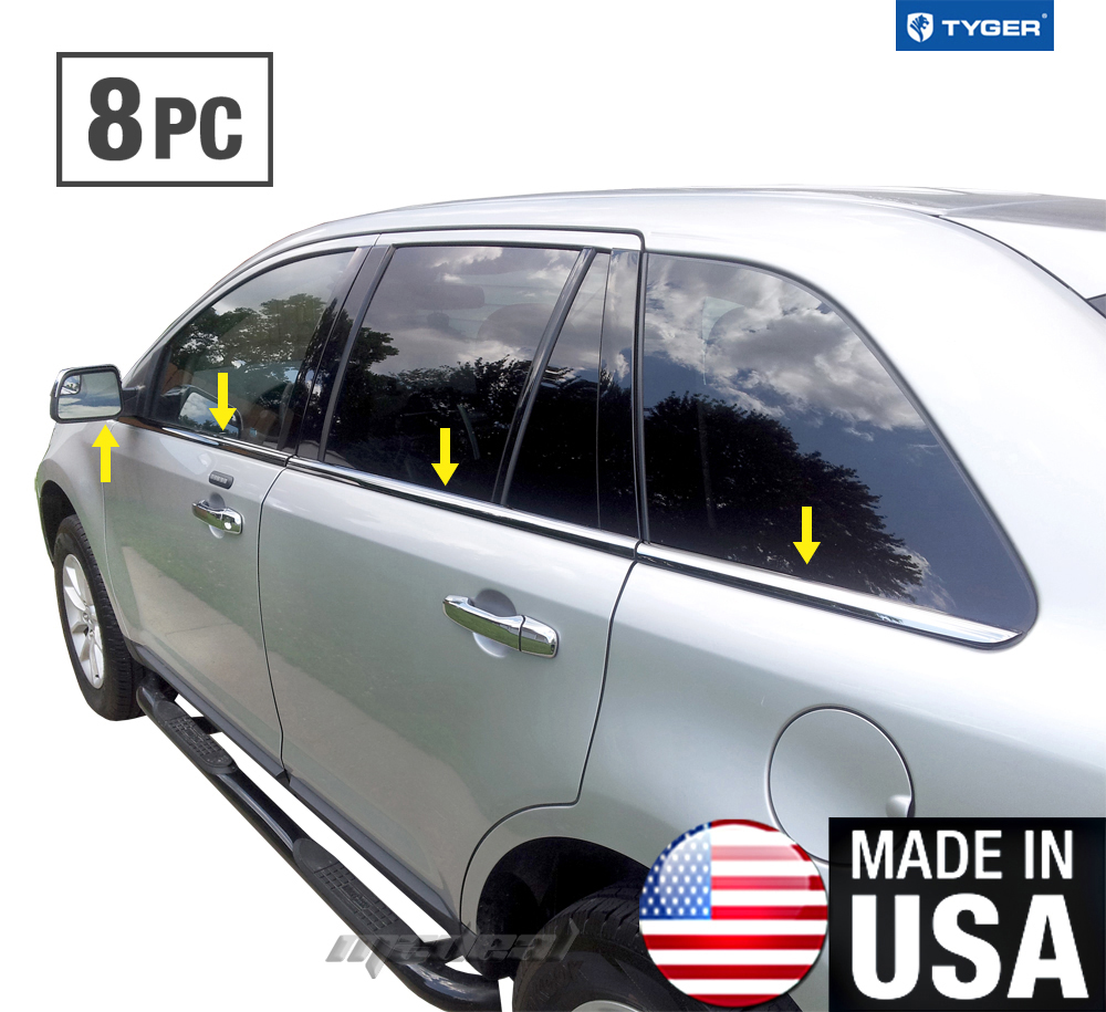 TYGER Fits 07-2014 Ford Edge 8PC Stainless Steel Chrome Window Sill ...